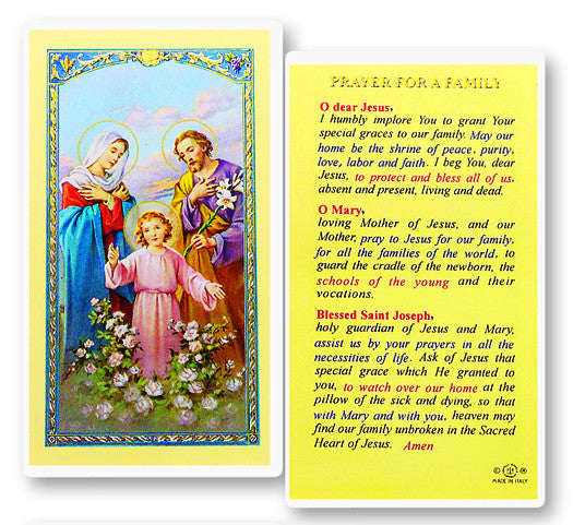 Prayer for a Family Holy Card – Lagron Miller Company